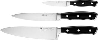 J.A. Henckels International by ZWILLING Accent Messerset 3-tlg, Spick-, Fleisch- und Kochmesser, Schwarz mit Nieten