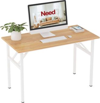 Need Need - Bureau dOrdinateur Informatique Pliante 120x60cm Table d&eacute;tude/&agrave; d&icirc;ner Pliable pour Maison/Bureau