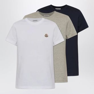 Moncler 3er-Set Baumwoll-T-Shirts mit Logo-Patch