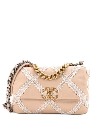 Chanel 19 Flap Bag Crochet Quilted Calfskin Medium crossbody bag - Tons neutres