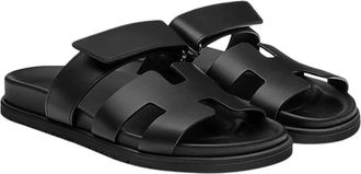 Herm&egrave;s Black Leather Chypre Sandals Size 42