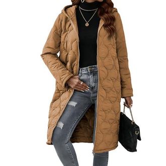 Generic Veste matelass&eacute;e &agrave; capuche pour femme Printemps Automne Long Manteau ample l&eacute;ger et pliable, kaki, XXL