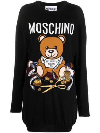 Moschino robe courte en maille intarsia - Noir