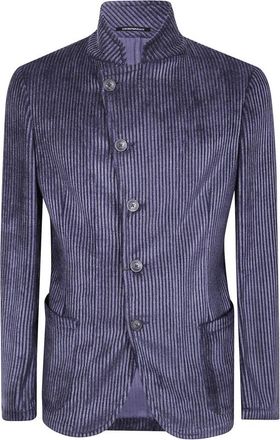 Emporio Armani Homme, Vestes, Bleu, Taille: L Veste &agrave; Rayures et Col Montant