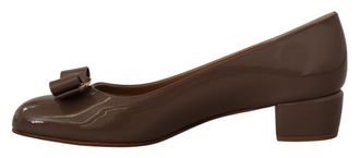 Ferragamo Womens Brown Naplak Calf Leather Pumps Shoes