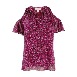 Michael Kors Top &agrave; &eacute;paules d&eacute;nud&eacute;es imprim&eacute; - Femme - Blouses et Chemises - Violet - Taille: 40 FR