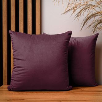 MG Design 2er Set Kissenbezüge 40 x 40 cm in Dunkelrot - mit Reißverschluss, samtig-weich mit dezentem Schimmer, pflegeleicht & langlebig