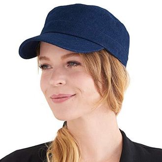 Charm by Casualbox Casquette Militaire Homme en Coton, Casquette Baseball Femme À Visiere Plate, Chapeau Chinois Style Army Hat pour Été Et Hiver Denim M