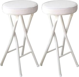 Generic 2er-Set Gepolsterter Klappbarer Hochstuhl, Tragbarer Frühstücksbarhocker für die Küche, mit Fußstütze, Küchenstuhl(White)