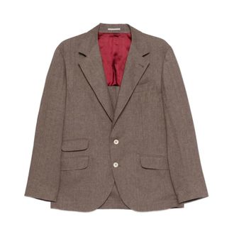 Brunello Cucinelli Leinenblazer mit einfachem Knopfreihe - - Jackets - Herren - Braun - L