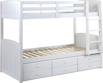 Vente-Unique Etagenbett ANCHISE II 2 x 90 x 190 cm mit Ablagefl&Ntilde;chen Kiefer wei&middot; Einzelbett