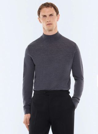 Fursac Pull col montant en laine m&eacute;rinos - Taille XL - Homme
