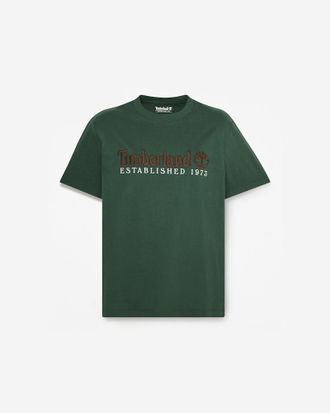 Timberland Kurzarm-T-Shirt mit Established 1973-Stickerei f&uuml;r Herren in Dunkelgr&uuml;n, Herren, Gr&uuml;n, Gr&ouml;&szlig;e