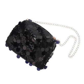 Beaupretty Yardenfun Paquet Bandouli&egrave;re de Soir&eacute;e Rond &agrave; Paillettes Noir avec Cha&icirc;ne M&eacute;tal Robuste, Petit Paquet &agrave; Main 24 X 17 X 6 CM, pour &Eacute;v&eacute;nements, Sorties 