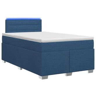 vidaXL Letto Con Box Spring, Materasso E Led Blu 120 X 200 Cm Tessuto Vidaxl