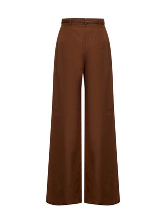 Max Mara Womens Belted Trousers Mstfarea Brown Cotton