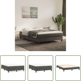 vidaXL Samtbettgestell - Boxspringbettgestell Dunkelgrau 140x200 cm Samt