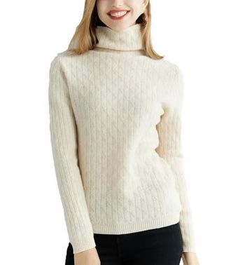 Generic Cashmere Sweater Pull Tricot&eacute; &Agrave; Manches Longues Et Col Roul&eacute; pour Femme, 100% Laine M&eacute;rinos, Automne Et Hiver