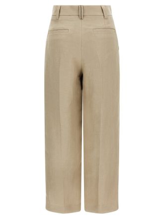 Brunello Cucinelli Womens Beige Linen Casual Pants
