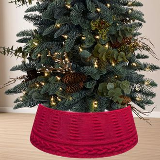 Chen Yu Weihnachtsbaumdecke Rund 60x72cm Rot Faltbar Weihnachtsbaumrock Wiederverwendbar Baumst&auml;nder Abdeckung f&uuml;r Party Weihnachts und Erntedankfest Dekorati