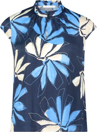 Betty & Co Damen Schlupfbluse Kurzarm 44, Dunkelblau/Blau