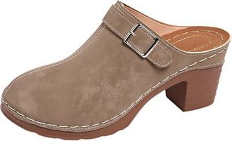 Generic Mules et Sabots Femme &agrave; Talon Bloc Bout Ferm&eacute; Bout Rond R&eacute;tro Sandales Pantoufles L&eacute;g&egrave;res Confortable Chaussures D&eacute;contract&eacute;e pour Printemps Et &Eacute;t&eacute; 37