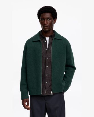 Arket Strickjacke Aus Wolle Mit Rei&szlig;verschluss -Gr&uuml;n
