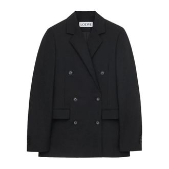 Loewe Femme, Vestes, Noir, Taille: 38 FR Veste Noire En Laine M&eacute;lang&eacute;e Style &Eacute;l&eacute;gant