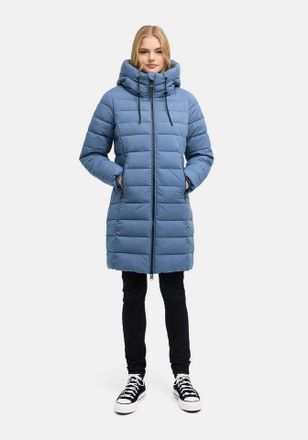 Marikoo Winterjacke Nanoraa Winterjacke mit horizontaler Steppung, hohem Kragen & Kapuze