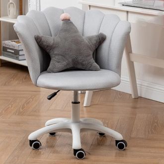 Generic Samt-Schreibtischstuhl Mit Muschelr&uuml;cken - Verstellbarer Drehstuhl for Das Heimb&uuml;ro Oder Den Schminktisch(/Light Gray B)