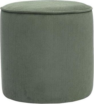 Miliboo Runder Samtpouf in Khakigr&uuml;n, gerippt, D40 cm PAUL