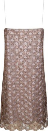 Rotate Rotate Birger Christensen, Femme, Robes, Gris, Taille: 38 FR Scallop Sequin Mini Dress