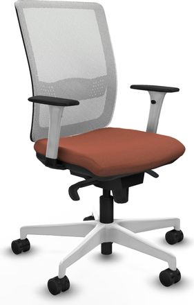 Piqueras y Crespo Schreibtischstuhl braun Haches mit wei&szlig;en und schwarzen Armlehnen, h&ouml;henverstellbare Lendenwirbelst&uuml;tze, ausgestattet mit 5 Positionen und eingespritz