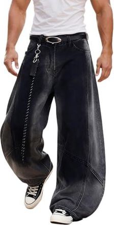 Generic Jean Homme Jeans Homme Jean Homme Regular Confortable Classique R&eacute;tro D&eacute;grad&eacute; Ample D&eacute;contract&eacute; - Large Leg Tendance avec Transition Color&eacute;e Audacieus