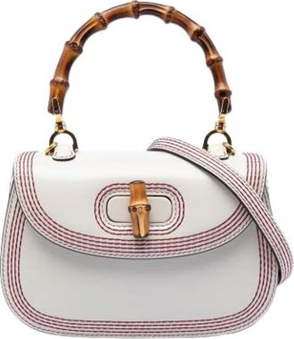 Gucci Sac &agrave; main trap&egrave;ze &agrave; poign&eacute;e en bambou Pre-owned - Femme - Pre-owned - Blanc - Taille: ONE Size