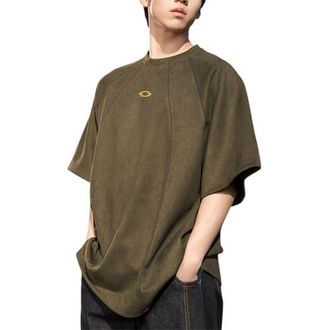 Generico T-shirt ample pour homme, t-shirt d&eacute;t&eacute; pour homme, chemise &agrave; manches courtes structur&eacute;e avec coutures divis&eacute;es, vert, XXL