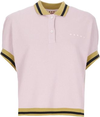 Marni Femme, Tops, Rose, Taille: 36 FR Polo piqu&eacute; &agrave; col ray&eacute;