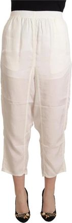 Maison Margiela Femme, Pantalons, Blanc, Taille: 36 FR High Waist Cropped Trouser Pants
