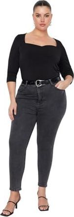 Trendyol Jean Skinny Haute Grande Taille, Gris, 70 Femme