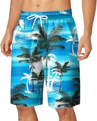Generic Short de plage d&eacute;t&eacute; pour homme - Paysage d&eacute;t&eacute; insolite - Impression num&eacute;rique avec taille &eacute;lastique - Short de plage d&eacute;contract&eacute; et tendance - Pantalo