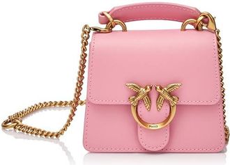 Pinko Love One Top Handle Micro Light Veau Soie, Sac Femme, P31q_Rose Marino-Antique Gold
