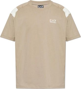 Emporio Armani Emporio Armani Ea7, Homme, Tops, Beige, Taille: XL Logo Print T-Shirt