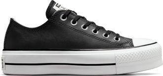 Converse Damen Chuck Taylor All Star Platform Clean Leather Sneakers, Black Black White, 38 EU