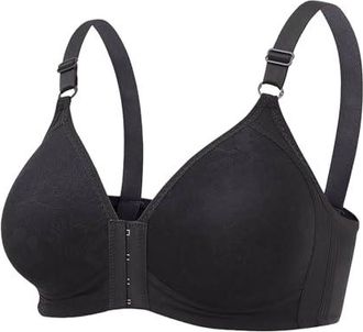 Generic Soutien-gorge &agrave; boutons pour femmes, sous-v&ecirc;tements pour femmes, personnes &acirc;g&eacute;es, style fin sans anneau en acier sur le devant, &eacute;t&eacute; 2026, Noir, 64
