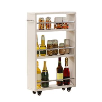 Generic Schmaler Aufbewahrungswagen, 4-stufiger Organizer-Wagen Mit Griff, L&uuml;cken-Aufbewahrungsregal Mit Leisen R&auml;dern, for Schmale Orte Im Badezimmer, W&auml;sche