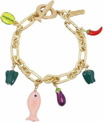 Alemais Femme, Accessoires, Jaune, Taille: ONE Size Collier Cha&icirc;ne avec Breloques Perles Multicolores Profil&eacute;es