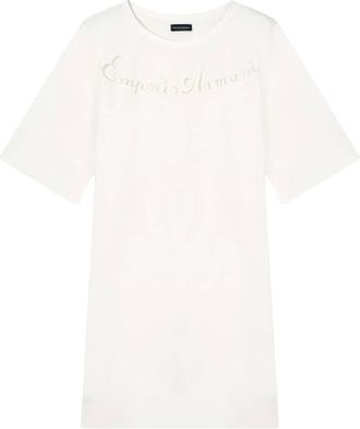 Emporio Armani Femme, Robes, Blanc, Taille: 40 FR Round Neck Dress