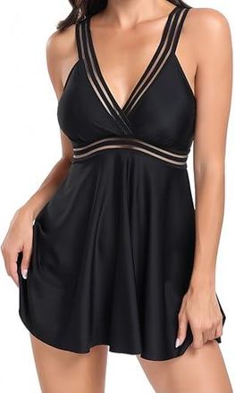 Ocean Plus Femmes Couleurs Unies Ensembles de Tankini Façonnant la Silhouette avec Slips Robe de Bain sans Dos avec Bretelles Réglables Ensemble de Deux Pièces (