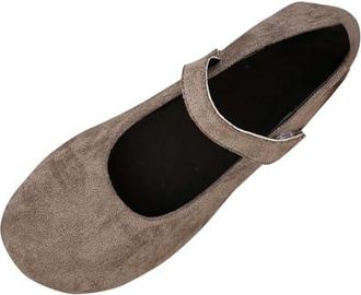 Generic Chaussures plates d&eacute;contract&eacute;es et confortables pour femme - &Eacute;l&eacute;gantes et classiques - Bout rond - Boucle de couleur unie - Large largeur - Ballerines