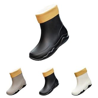 Generic Wellington Bottes de pluie dhiver chaudes pour femme avec doublure en peluche, amovibles et lavables, imperm&eacute;ables, antid&eacute;rapantes, pour le travail, l